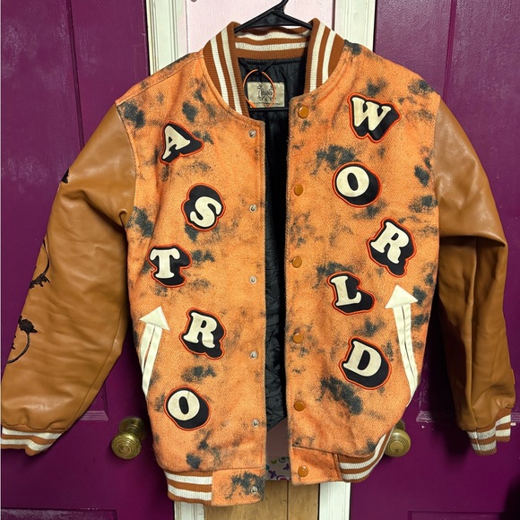 Jackets & Coats | Astroworld Orange And Brown Varsity Jacket | Poshmark